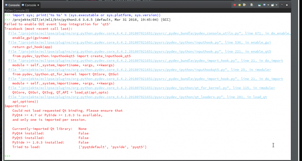 Eclipse Pydev Virtualenv And Graphical Output Of Matplotlib On Kde