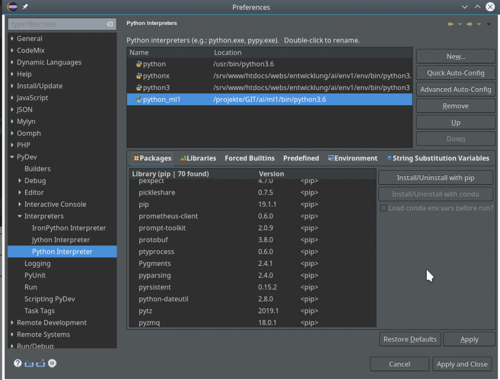 Eclipse, PyDev, virtualenv and graphical output of matplotlib on KDE ...