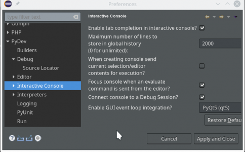 Eclipse, PyDev, virtualenv and graphical output of matplotlib on KDE ...