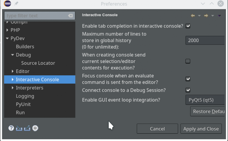 Eclipse Pydev Virtualenv And Graphical Output Of Matplotlib On Kde Iii Linux Blog Dr